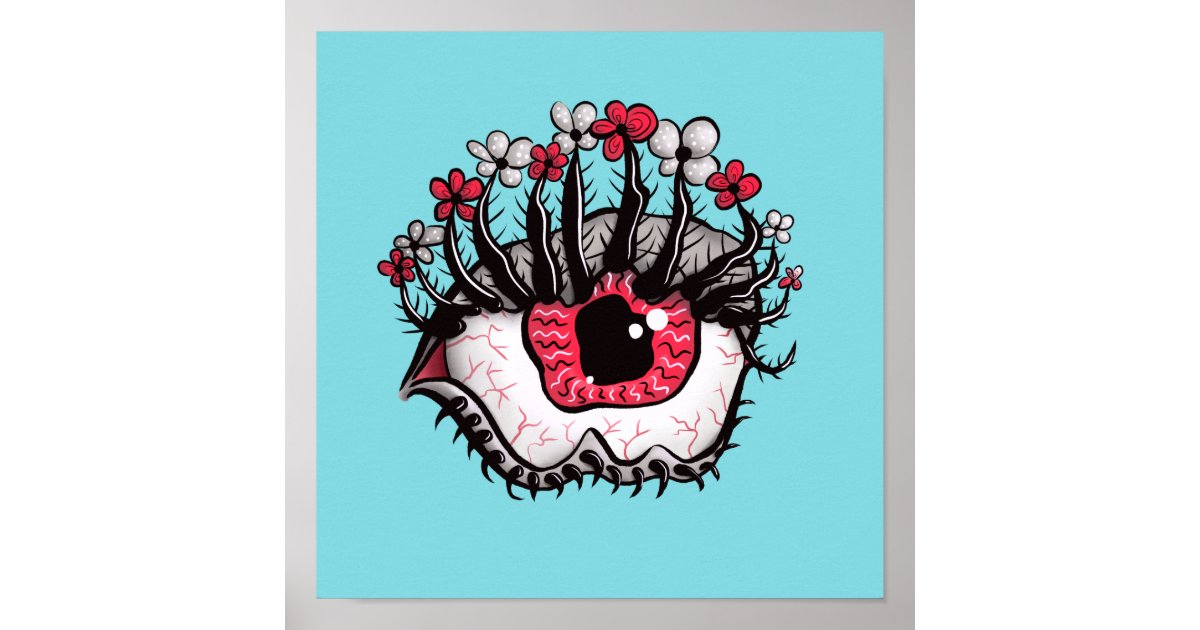 Macabre Eye Melt Creepy Psychedelic Dark Art Poster | Zazzle