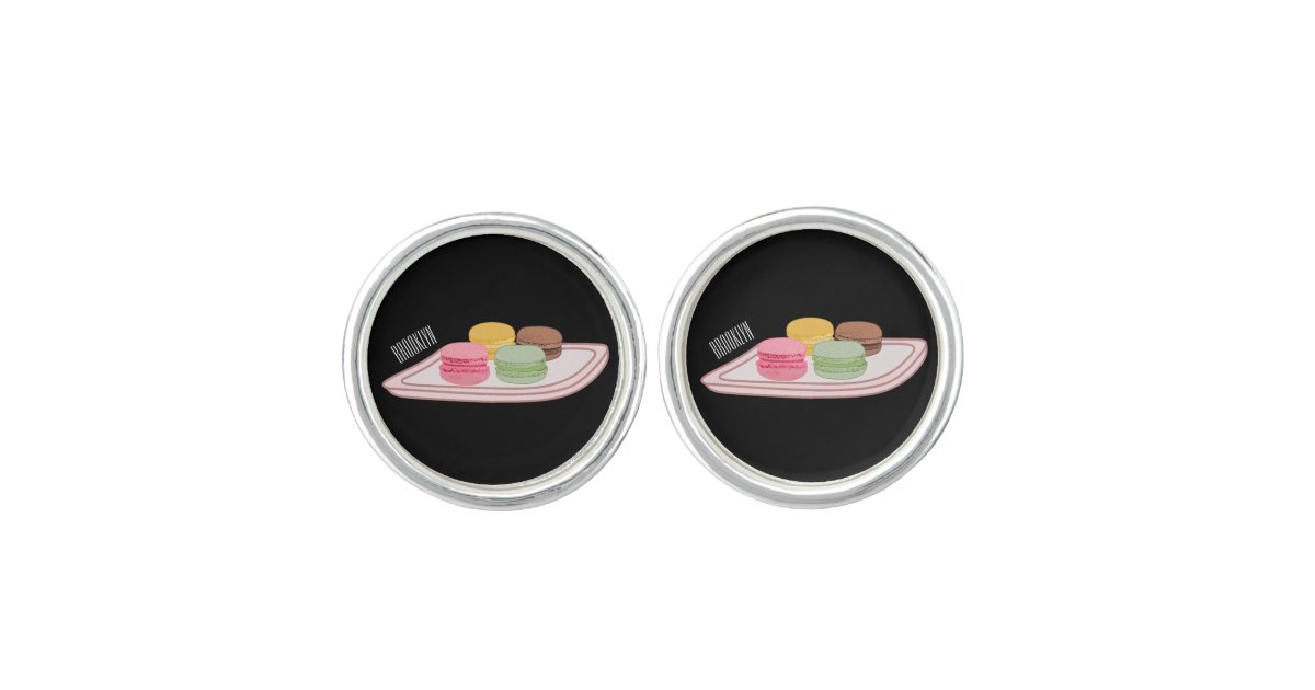 Macaron cartoon illustration cufflinks | Zazzle