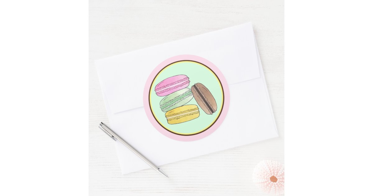 Macaron French Pastry Cookies Macarons Patisserie Classic Round Sticker ...