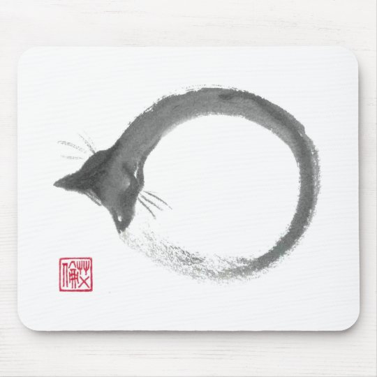 Macaroni - Sumi-e cat Enso Mouse Pad | Zazzle.com