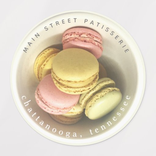 Macarons Bowl Photo Food Business Patisserie Labels | Zazzle