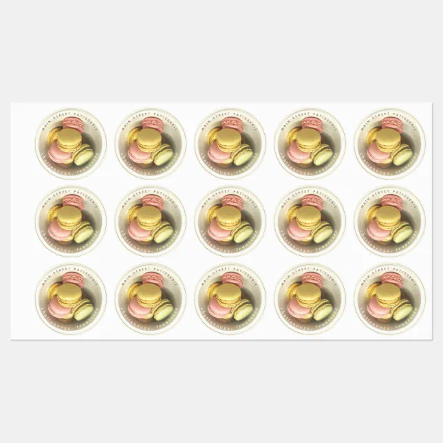 Macarons Bowl Photo Food Business Patisserie Labels | Zazzle
