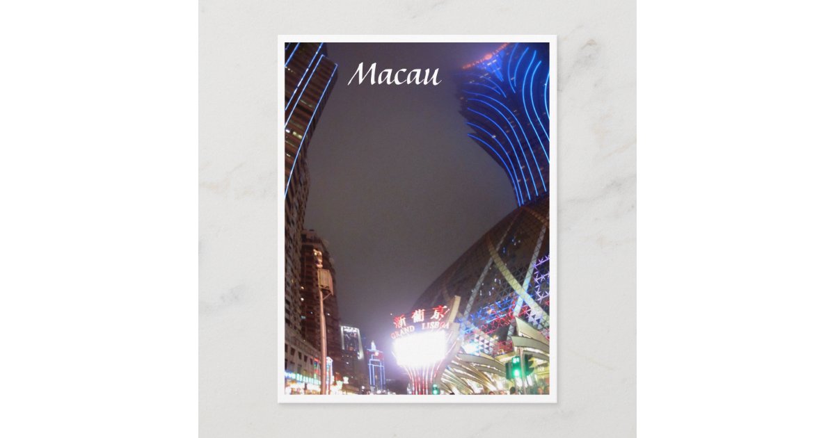 macau casino buildings postcard | Zazzle