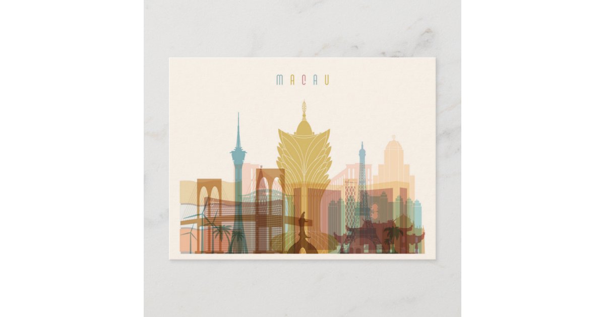 Macau, China | City Skyline Postcard | Zazzle