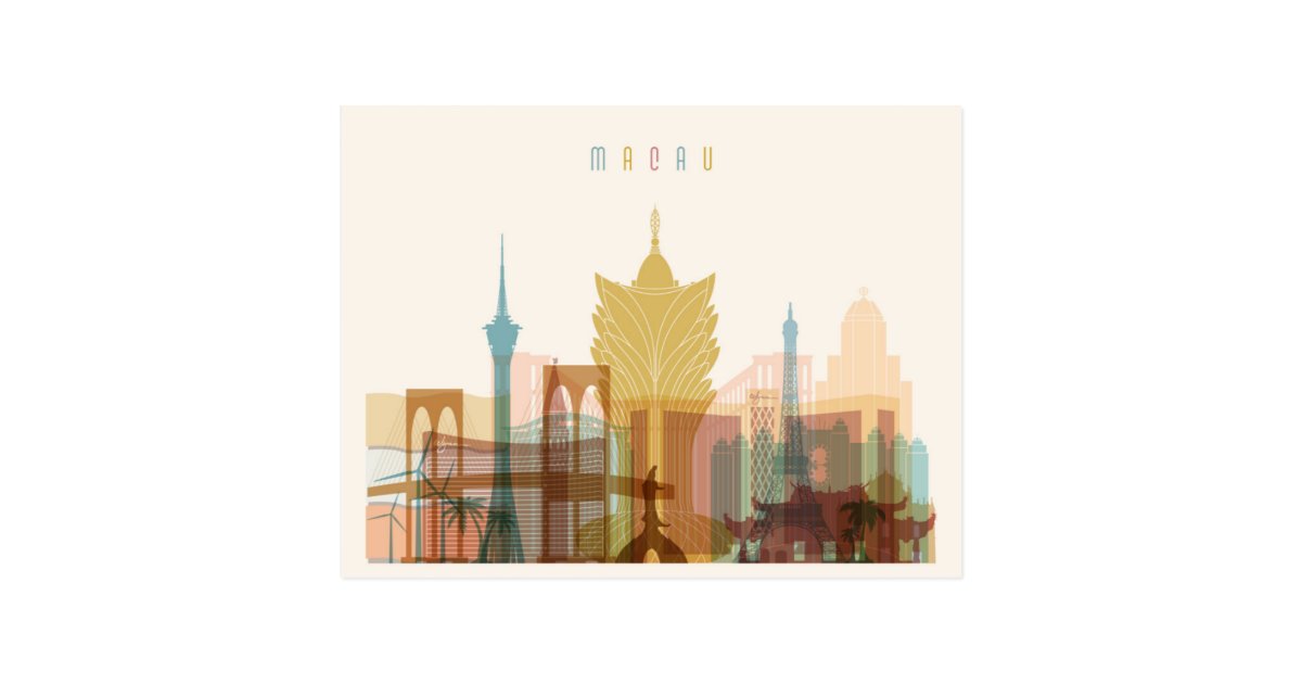 Macau, China | City Skyline Postcard | Zazzle.com