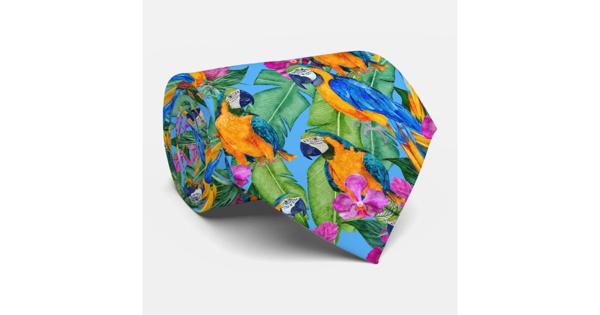 Macaw Neck Summer Blue Neck Tie | Zazzle