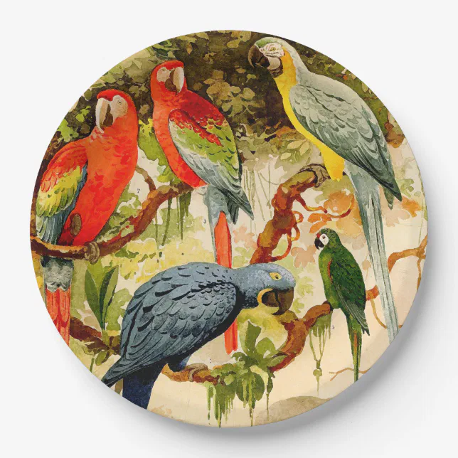 Macaw Parrot Birds Animals Wildlife Paper Plates | Zazzle