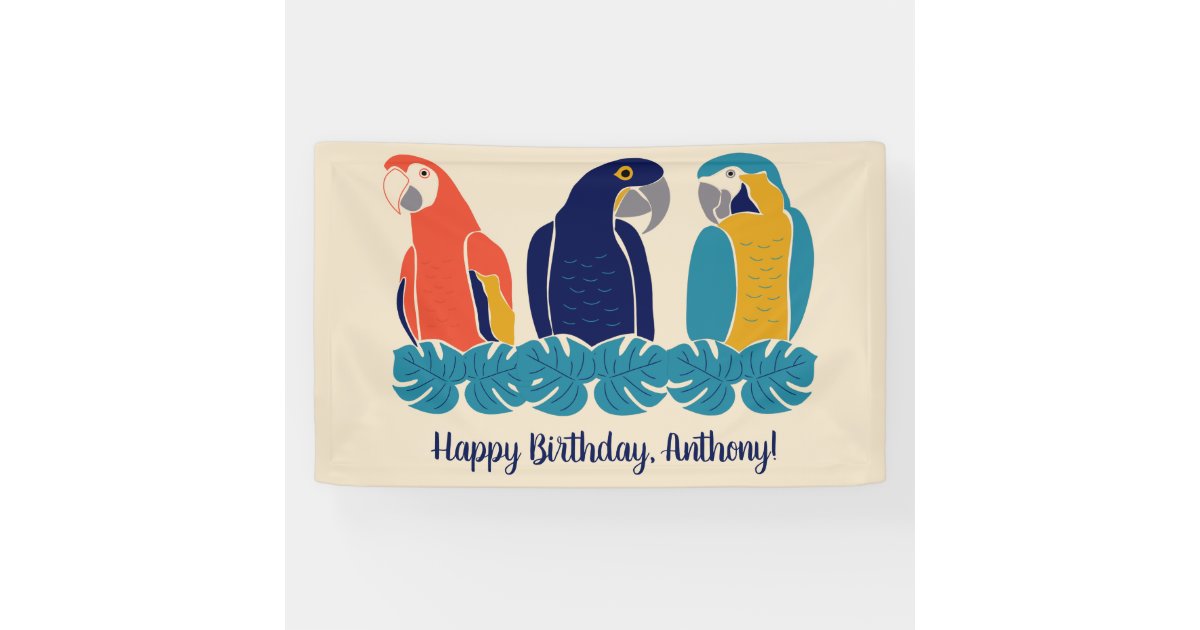 Macaws Illustrations Tropical Themed Party Banner | Zazzle