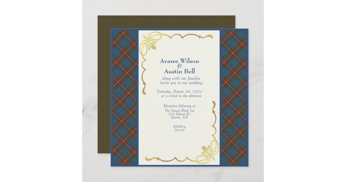MacBeth Tartan Plaid Wedding Invitation | Zazzle