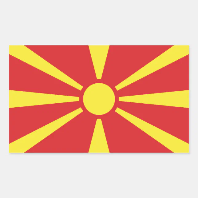 Macedonian Flag, Flag of North Macedonia Rectangular Sticker | Zazzle