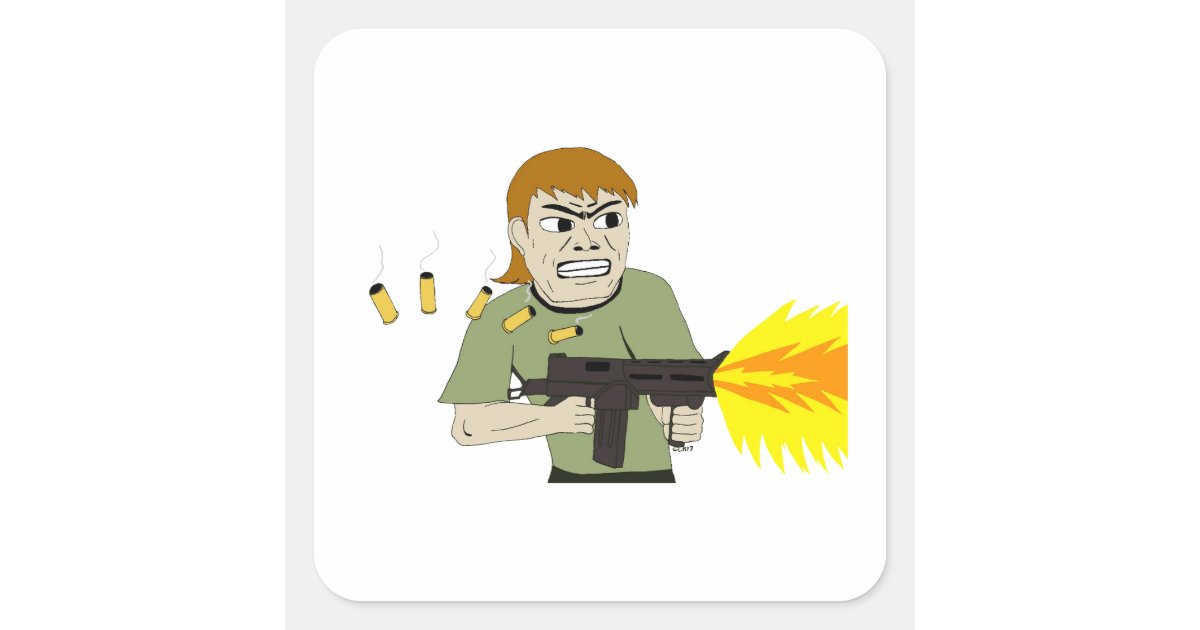 machine gunner square sticker | Zazzle