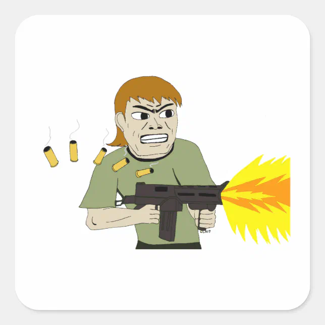 machine gunner square sticker | Zazzle