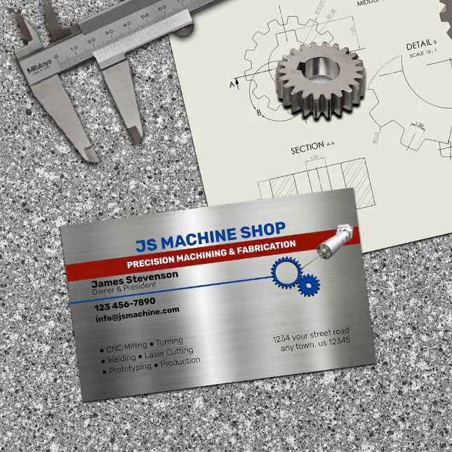 Machining and Metal Fab Aluminum Effects Business Card | Zazzle