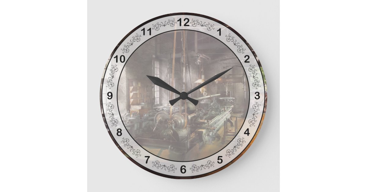 Machinist - Lathe - A long lathe Large Clock | Zazzle