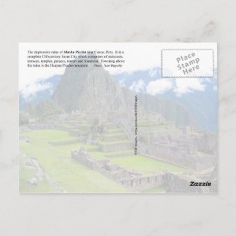 Machu Picchu, Peru Postcard | Zazzle