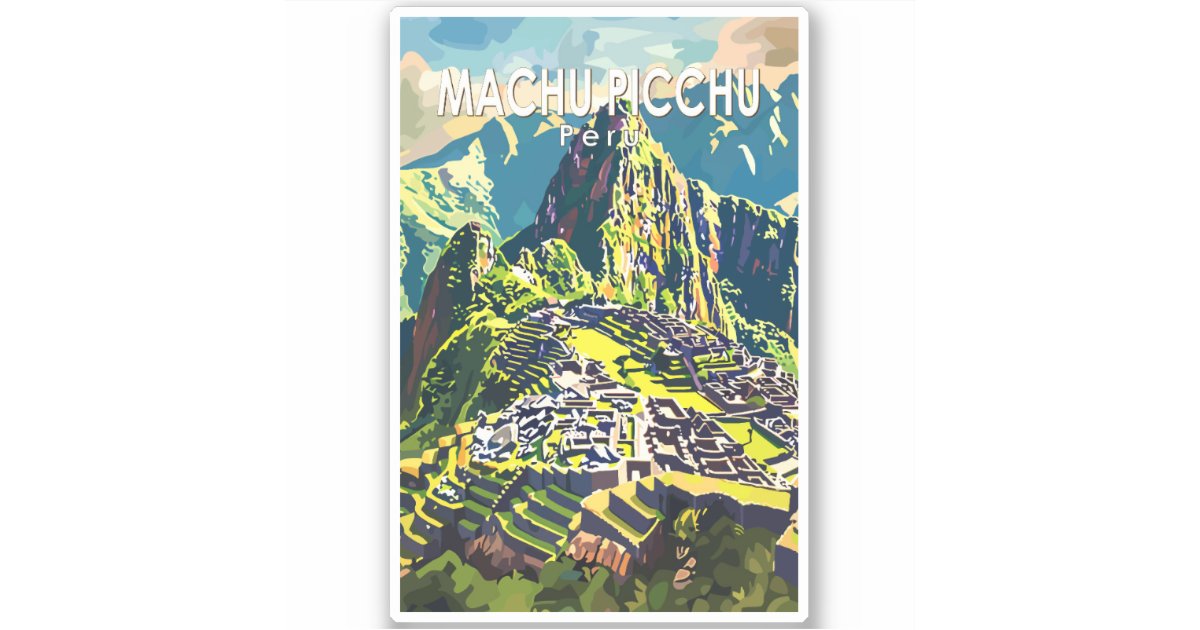 Machu Picchu Peru South America Travel Art Vintage Sticker | Zazzle