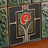 Macintosh Earth-tone Flower Mid-Century Decor Ceramic Tile | Zazzle