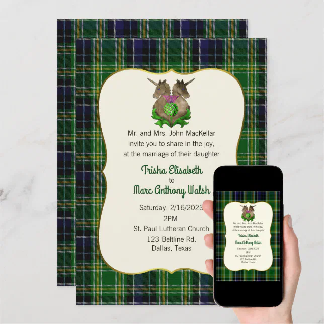 MacKellar Clan Scottish Symbols Wedding Invitation | Zazzle