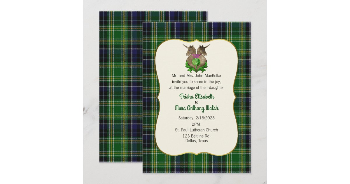 MacKellar Clan Scottish Symbols Wedding Invitation | Zazzle