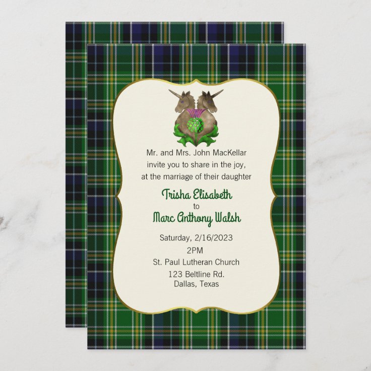 MacKellar Clan Scottish Symbols Wedding Invitation | Zazzle