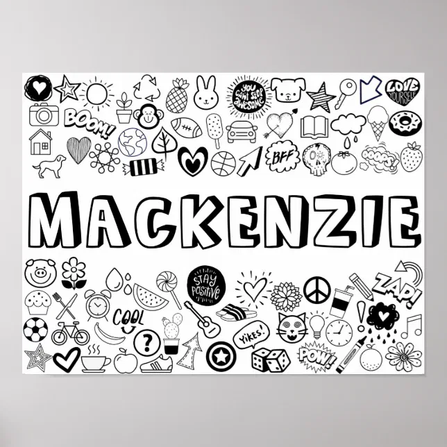 'MACKENZIE' Colour-it-Yourself Outline Design Poster | Zazzle