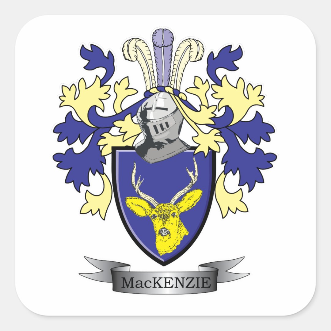 MacKenzie Family Crest Coat of Arms Square Sticker | Zazzle