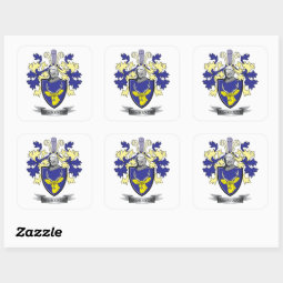 MacKenzie Family Crest Coat of Arms Square Sticker | Zazzle