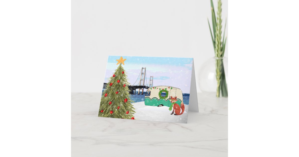 Mackinac Bridge Christmas Card | Zazzle