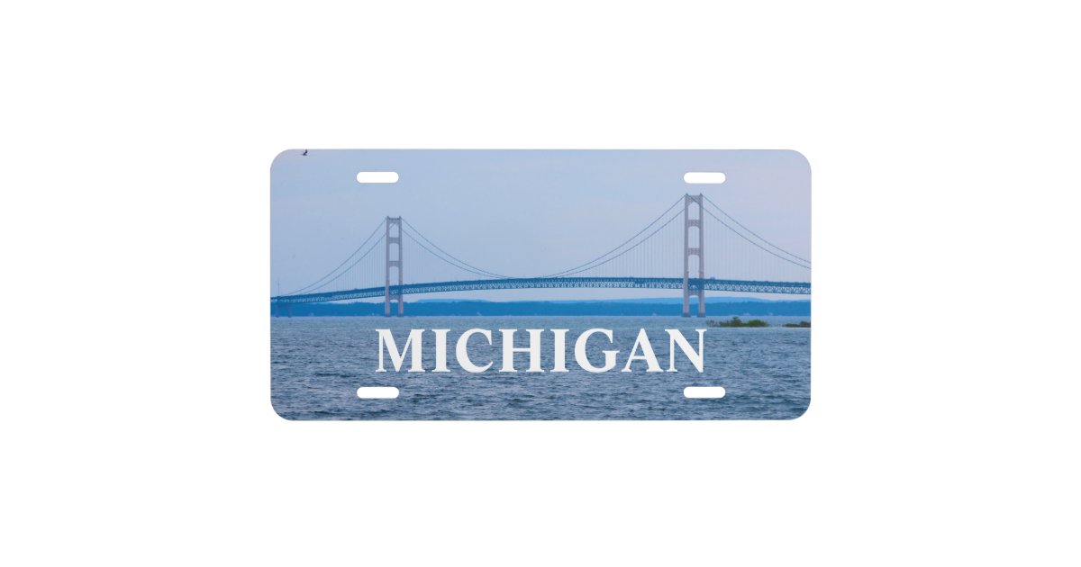 Mackinac Bridge Michigan License Plate | Zazzle