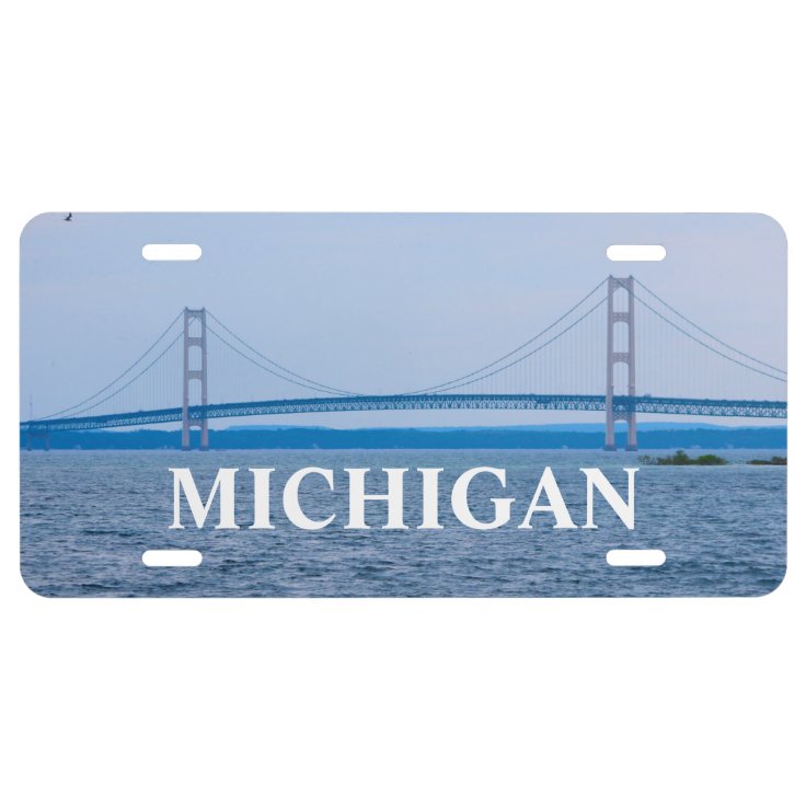 Mackinac Bridge Michigan License Plate | Zazzle