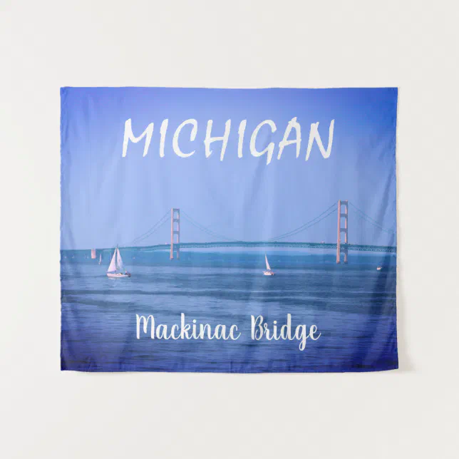 Mackinac Bridge Michigan Tapestry | Zazzle