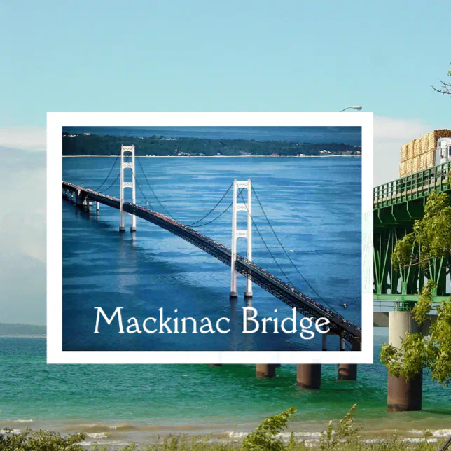 Mackinac Bridge, Mighty Mac, Michigan Postcard | Zazzle