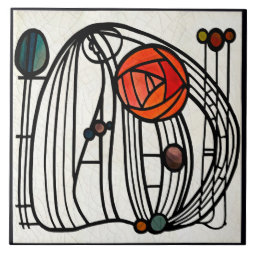 Mackintosh Art Deco Abstract Floral Wall Decor Cer Ceramic Tile | Zazzle