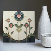 Mackintosh Art Deco Abstract Floral Wall Decor Cer Ceramic Tile | Zazzle