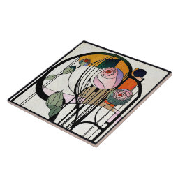 Mackintosh Art Deco Abstract Floral Wall Decor Ceramic Tile | Zazzle
