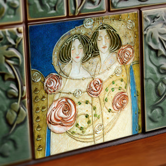Mackintosh Art Deco Women and Roses Wall Decor Ceramic Tile | Zazzle
