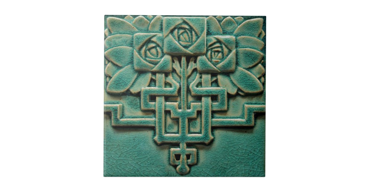 Mackintosh Rose Faux Relief Arts & Crafts Repro Ceramic Tile | Zazzle