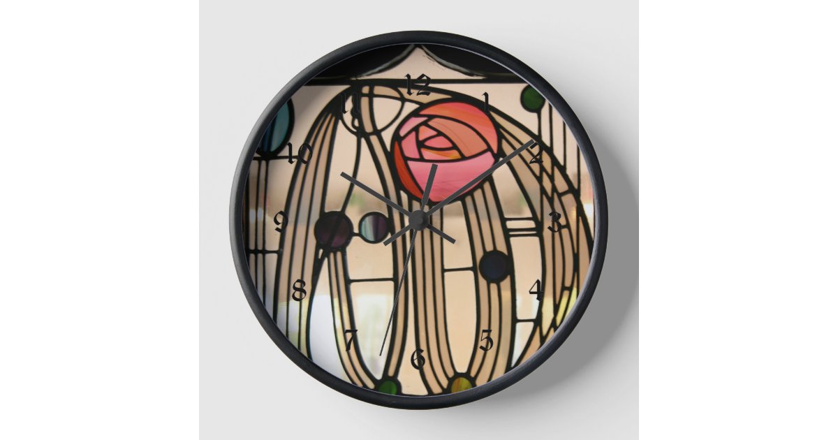 Mackintosh - Stained Glass Window, Clock | Zazzle