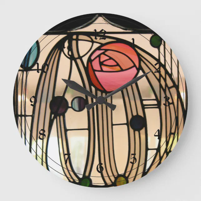 Mackintosh - Stained Glass Window, The Hill House Large Clock | Zazzle
