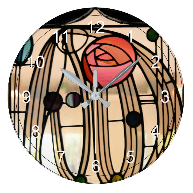 Mackintosh - Stained Glass Window, The Hill House Large Clock | Zazzle