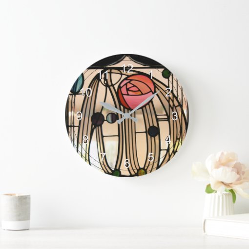 Mackintosh - Stained Glass Window, The Hill House Large Clock | Zazzle