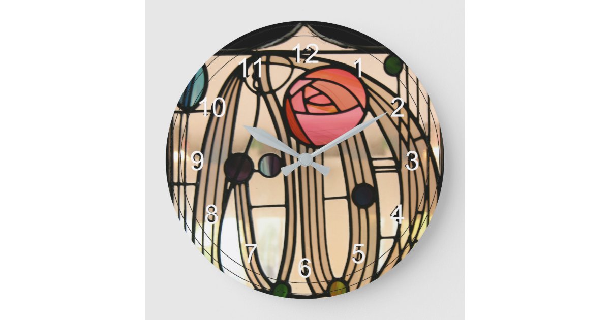Mackintosh - Stained Glass Window, The Hill House Large Clock | Zazzle