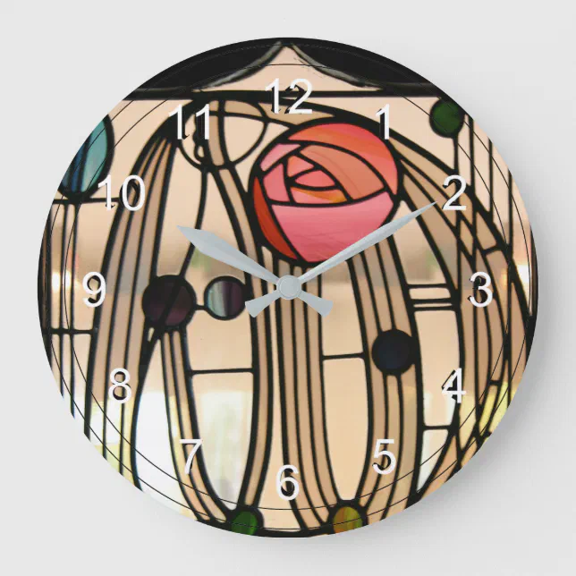 Mackintosh - Stained Glass Window, The Hill House Large Clock | Zazzle