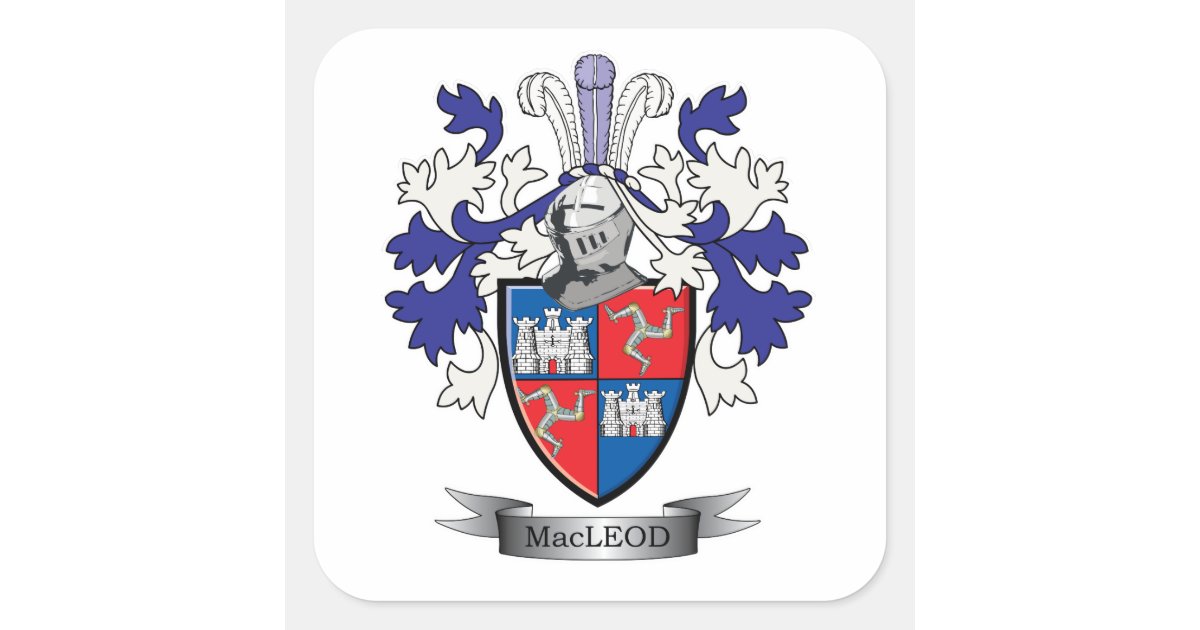 MacLeod Family Crest Coat of Arms Square Sticker | Zazzle