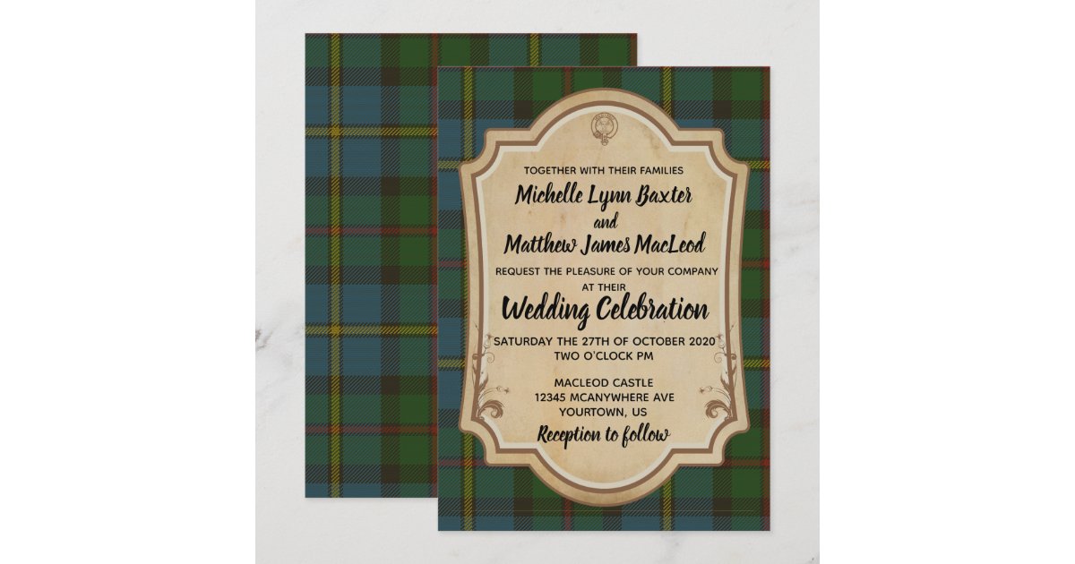 MacLeod Tartan Wedding Invitation | Zazzle