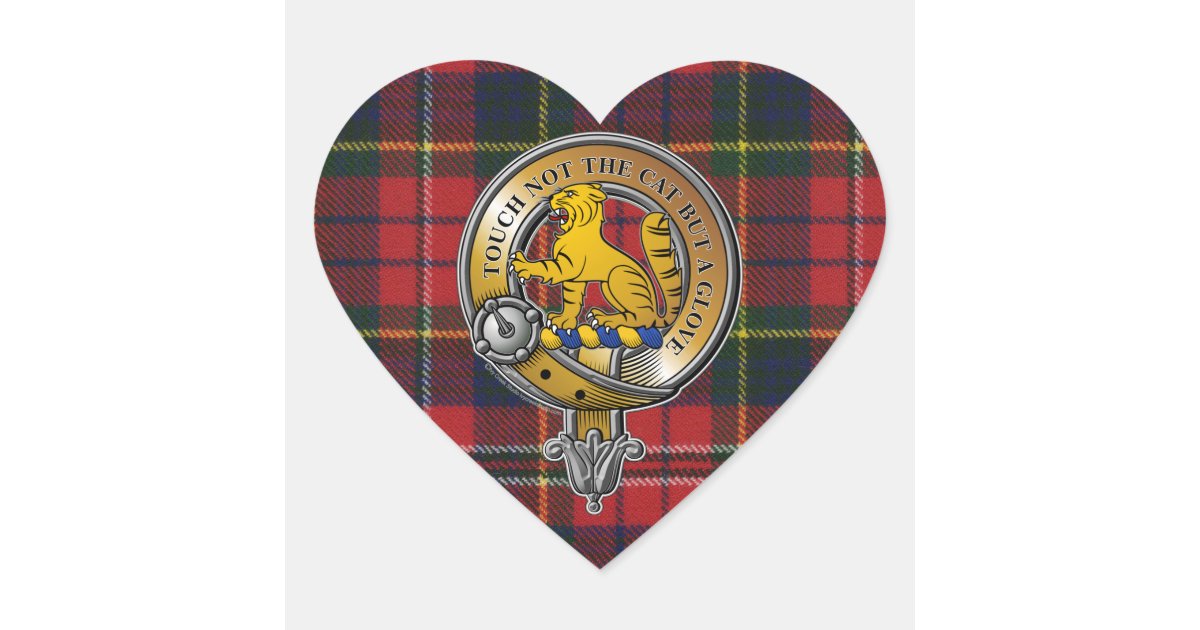 MacPherson Tartan & Badge Heart Sticker | Zazzle