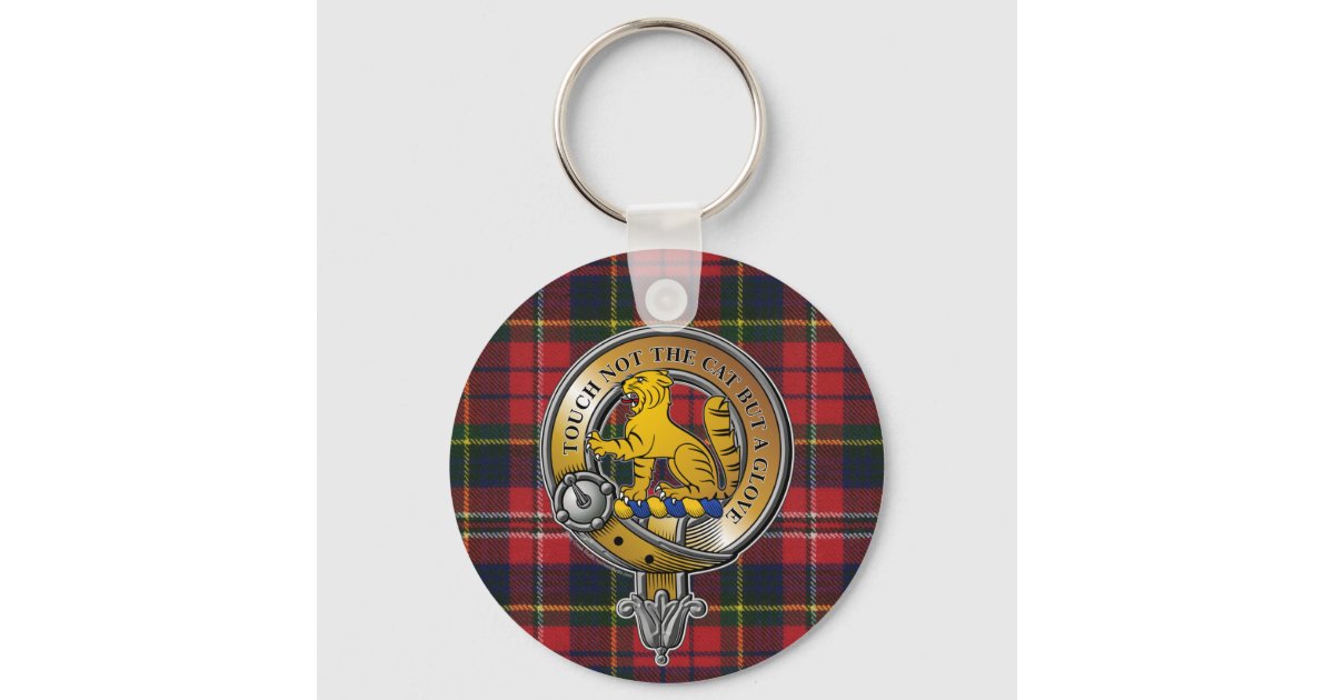 MacPherson Tartan & Badge Keychain | Zazzle