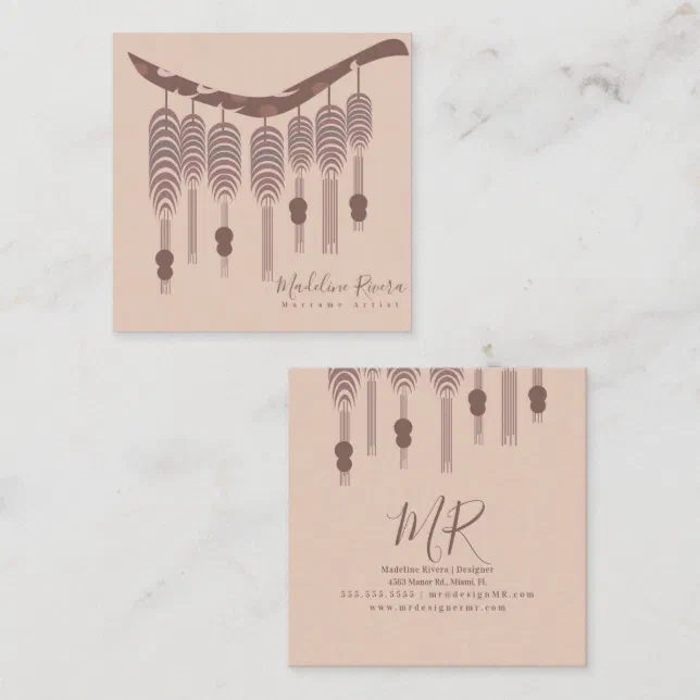 Macrame Artist Handmade Designer Artist Natural Square Business Card ...