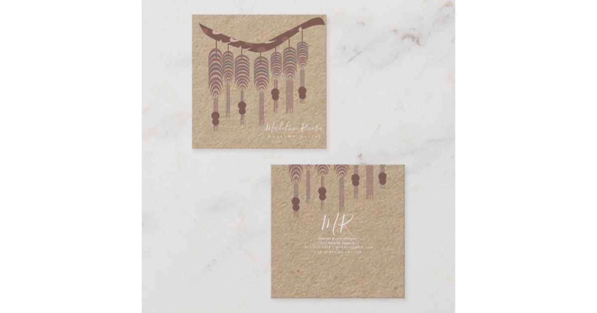 Macrame Artist Handmade Designer Artist Square Business Card | Zazzle