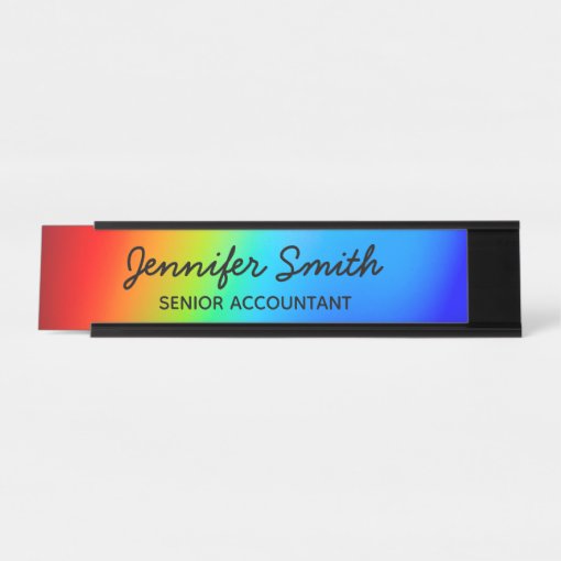 Macro Photo Holographic Rainbow Ombre Desk Name Plate | Zazzle